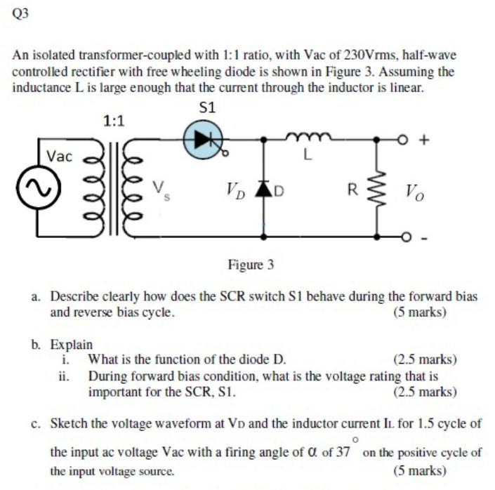 Solved An isolated transformer-coupled with 1:1 ratio, with | Chegg.com