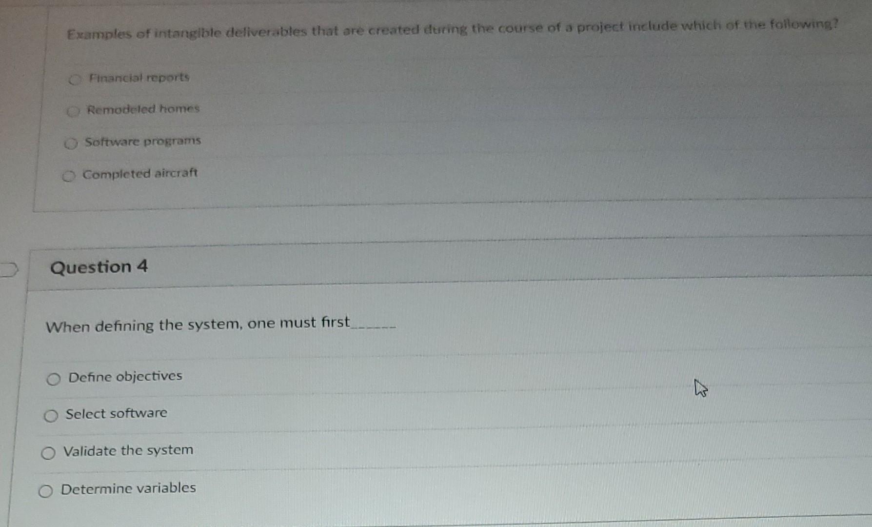 Solved Examples of intangible deliverables that are created | Chegg.com