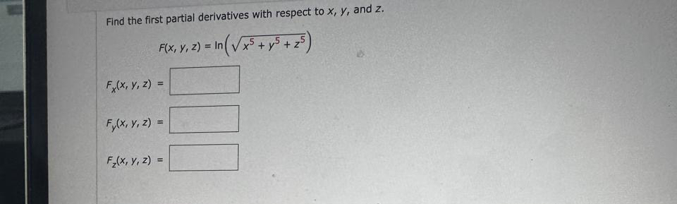 Solved Find the first partial derivatives with respect to | Chegg.com