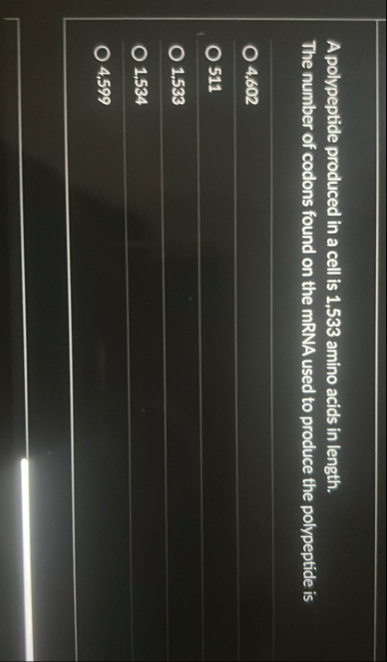 Solved A polypeptide produced in a cell is 1,533 ﻿amino | Chegg.com