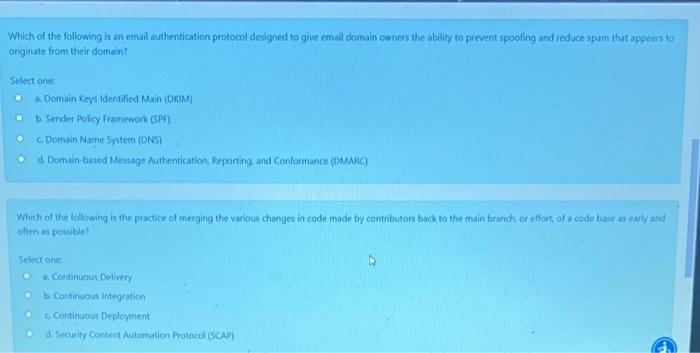 Solved Which of the following is an email authentication | Chegg.com
