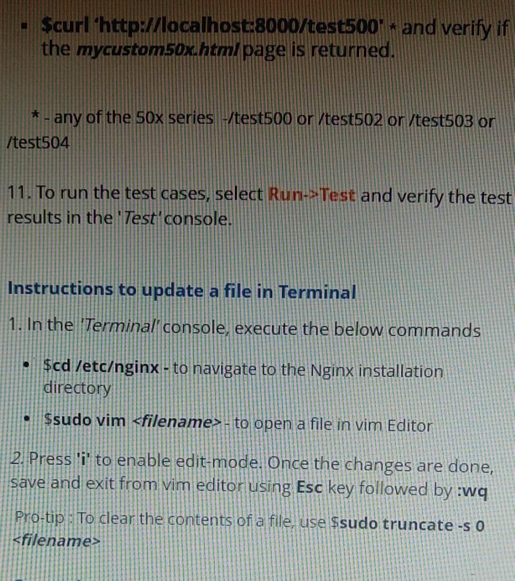 1. Configure Nginx to customise Error page for HTTP | Chegg.com 1. Configure Nginx to customise Error page for HTTP | Chegg.com
