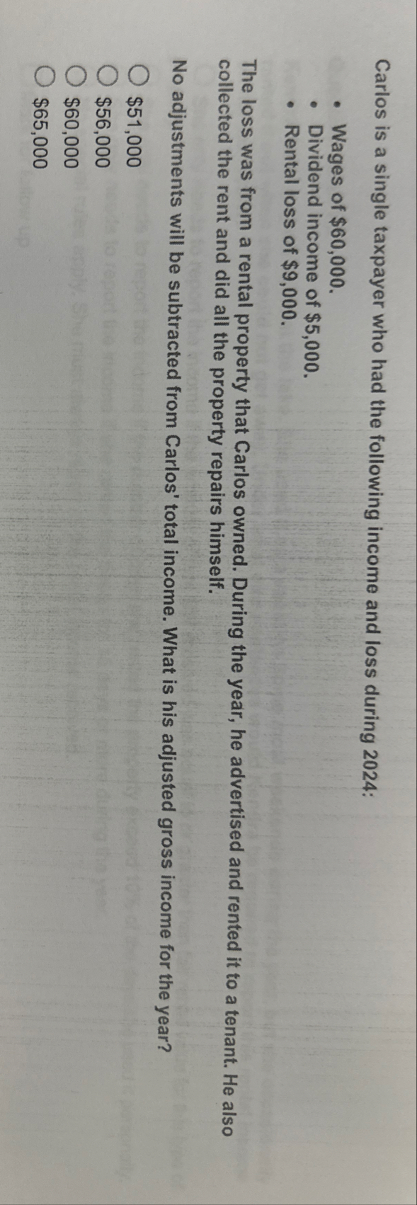 Solved Carlos is a single taxpayer who had the following | Chegg.com