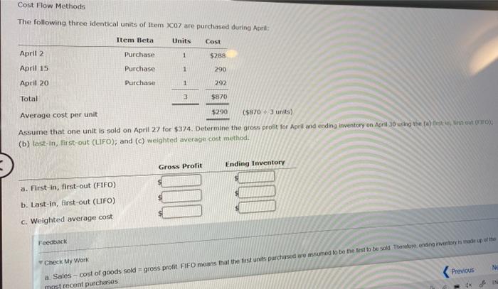 Solved Cost Flow Methods The following three identical units | Chegg.com