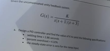 Solved Given the uncompensated unity feedbyck | Chegg.com