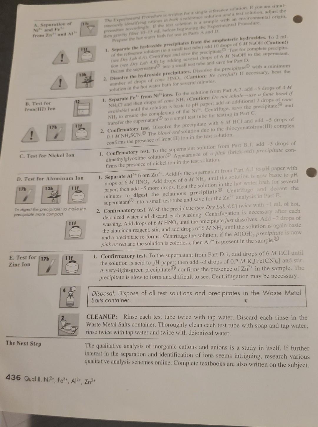 Solved Qual II. Ni2+,Fe3+,Al3+,Zn2+ Date Lab Sec. Name 1. | Chegg.com