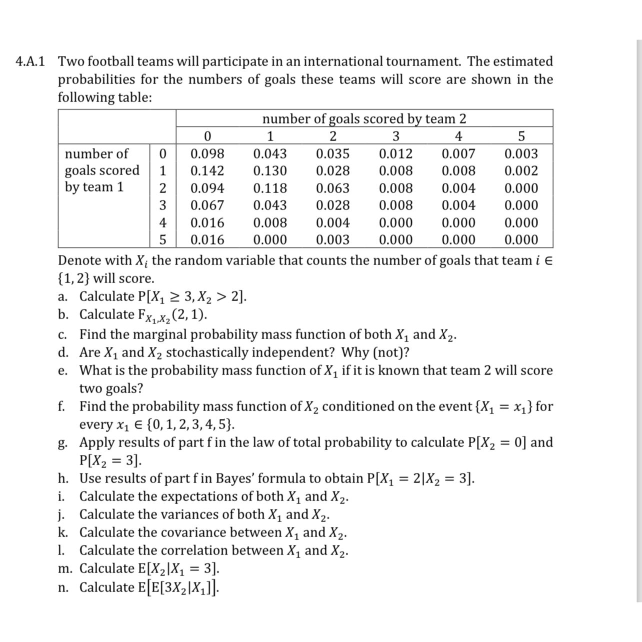 Solved 4.A. 1 ﻿Two football teams will participate in an | Chegg.com