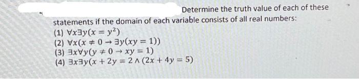 Solved Determine the truth value of each of these statements | Chegg.com