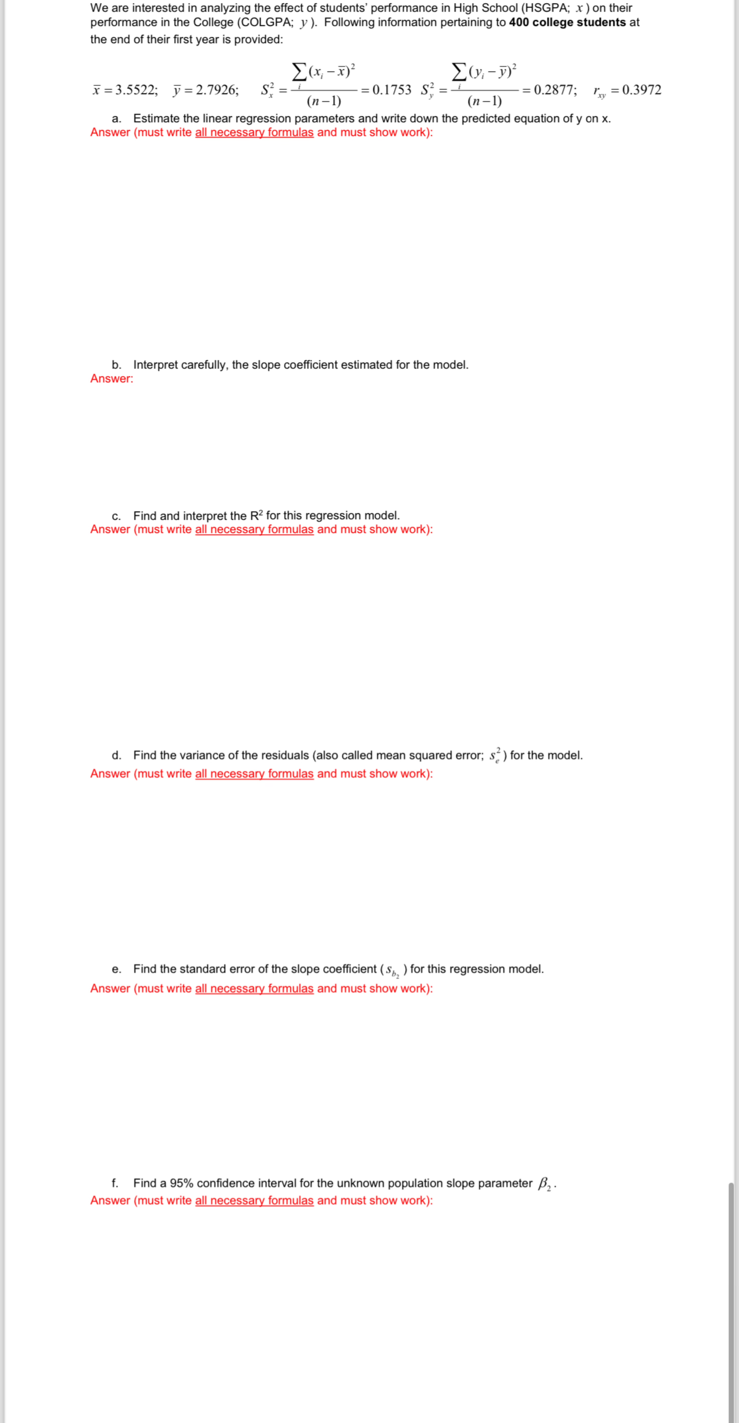 Solved We are interested in analyzing the effect of | Chegg.com