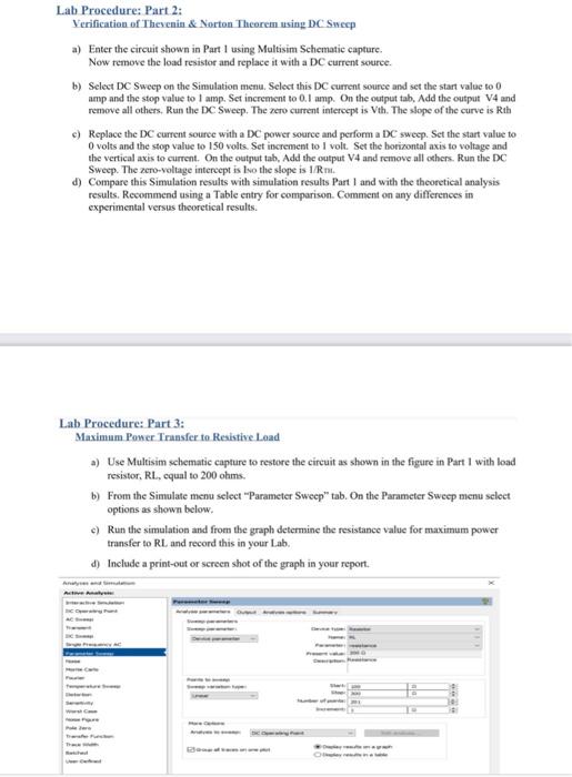 Solved Lab Procedure: Part 1: Verification of Thevenin \& | Chegg.com