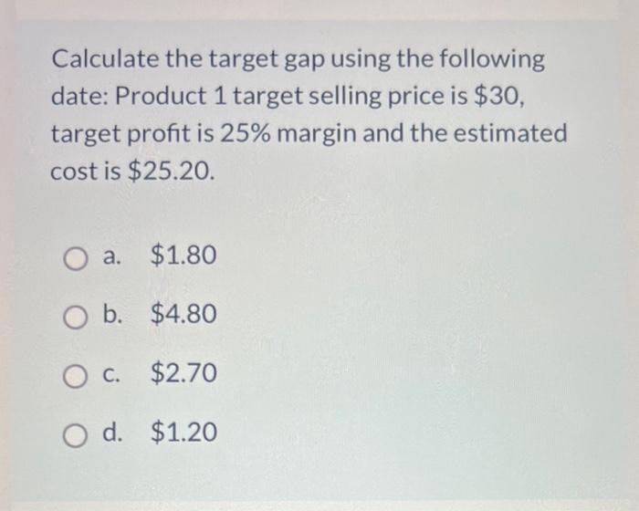 Solved Calculate the target gap using the following date: | Chegg.com