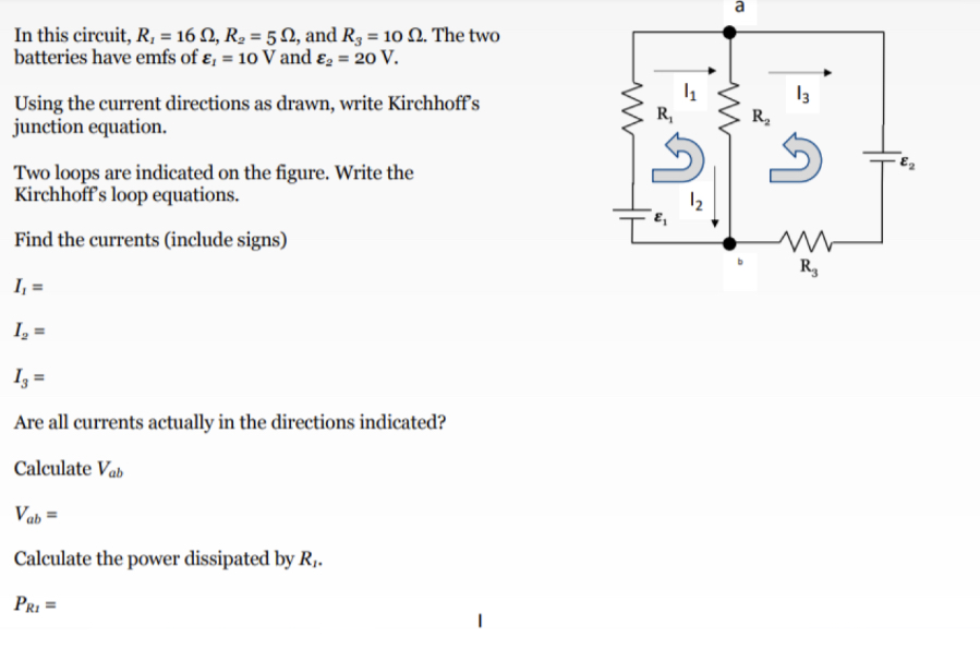 Solved In this circuit, R1=16Ω,R2=5Ω, ﻿and R3=10Ω. ﻿The | Chegg.com