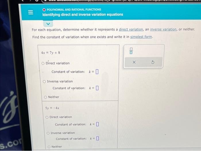 Solved For each equation, determine whether it represents a | Chegg.com