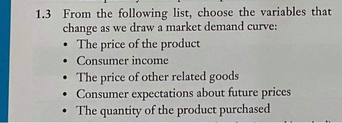 Solved 1.3 From the following list, choose the variables | Chegg.com