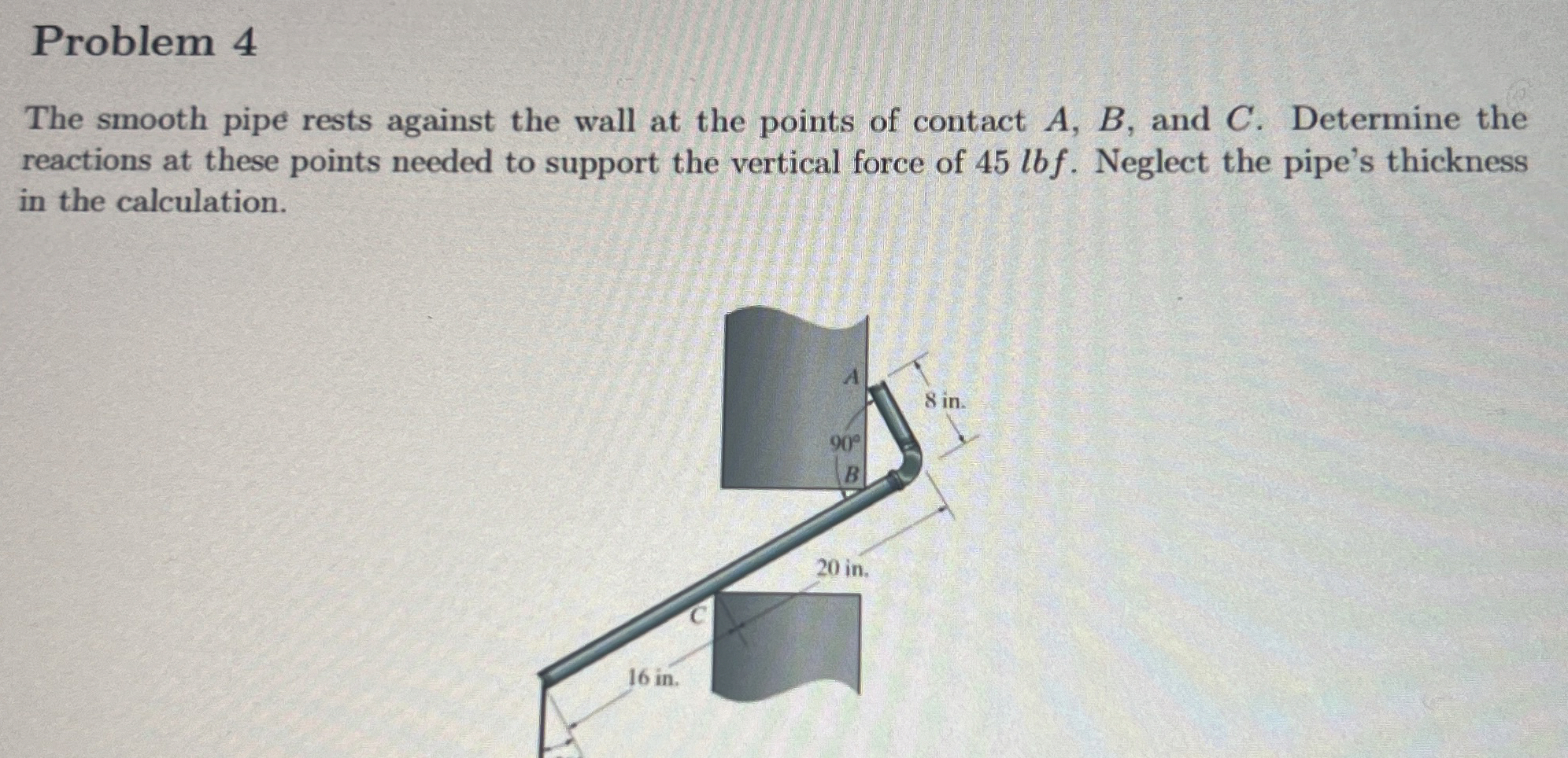 Solved Problem 4The smooth pipe rests against the wall at | Chegg.com