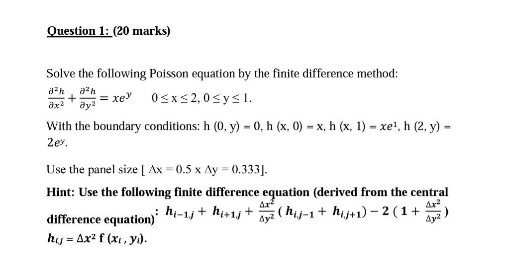 Solved Question 1: (20 marks) Solve the following Poisson | Chegg.com