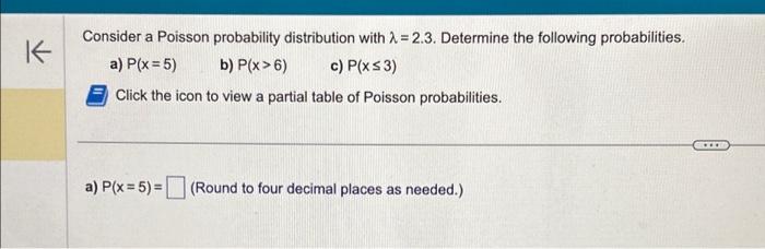 Solved K Consider a Poisson probability distribution with λ | Chegg.com