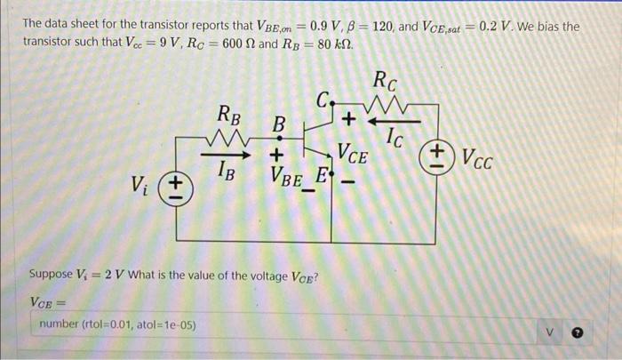 Solved The data sheet for the transistor reports that | Chegg.com