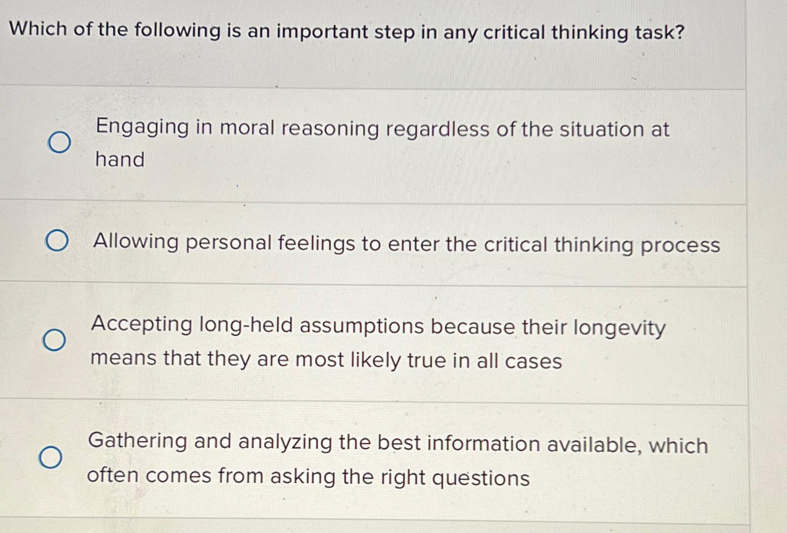 Solved Which of the following is an important step in any | Chegg.com