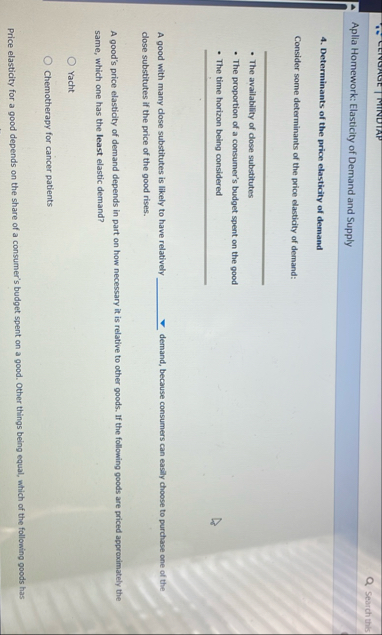 Solved MINDIAPSearch thisAplia Homework: Elasticity of | Chegg.com