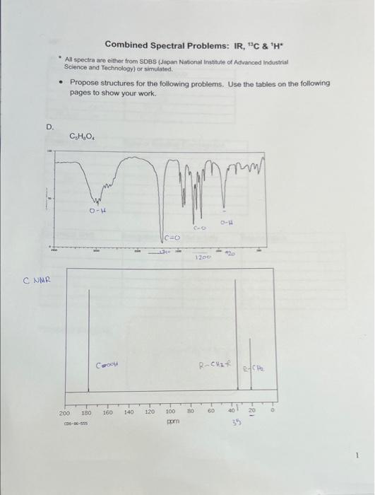 Solved Combined Spectral Problems: IR, C & 'H* All spectra | Chegg.com