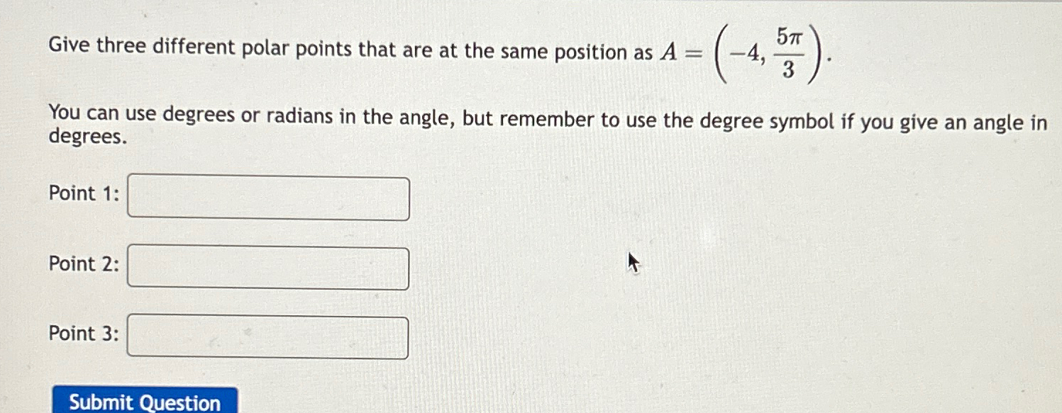 Solved Give three different polar points that are at the | Chegg.com