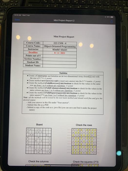 Solved 10:55 AM Wed 7 DE 6 Mini Project Report 2 Mini | Chegg.com
