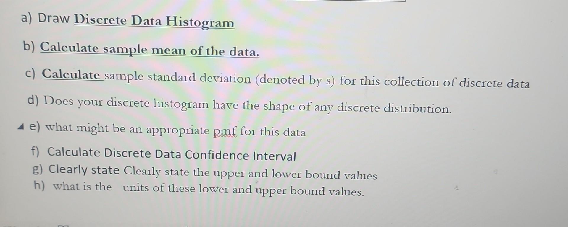 Solved Acticity no 1 For discrete data below collected data | Chegg.com