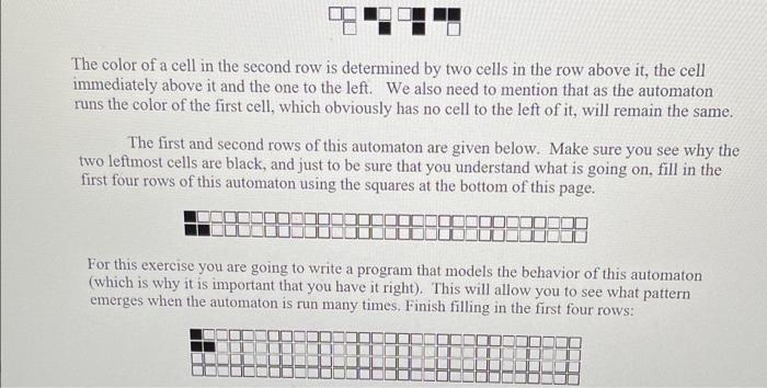 Solved A cellular automaton consists of a row of cells, each | Chegg.com