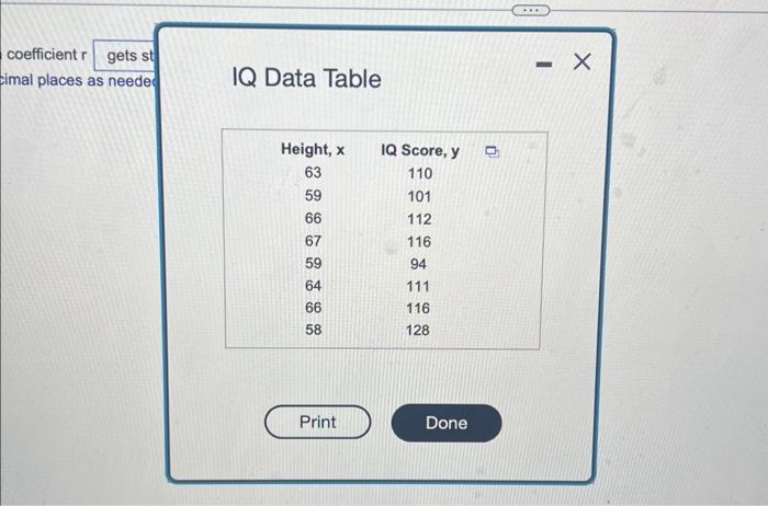 Solved The heights (a inches) of 8 tigh school students and | Chegg.com