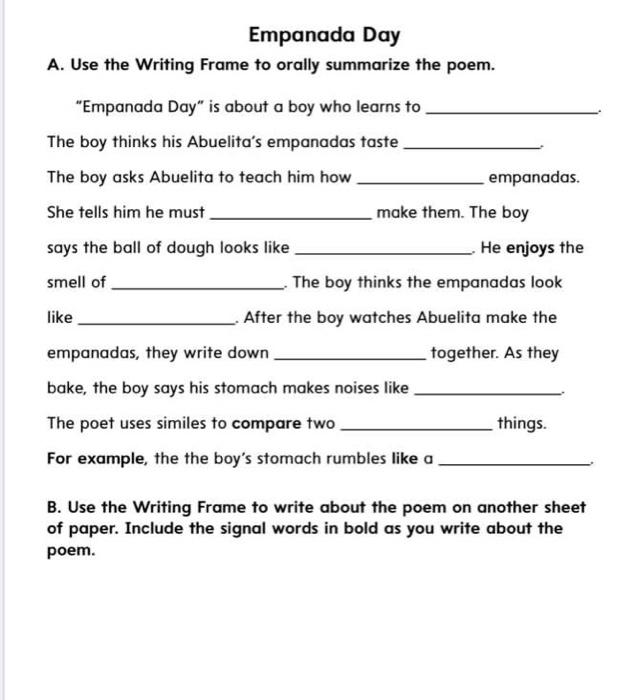 Solved ୧୯୬୨ Empanada Day ఎందుకు 02 One bite of Abuelita's | Chegg.com