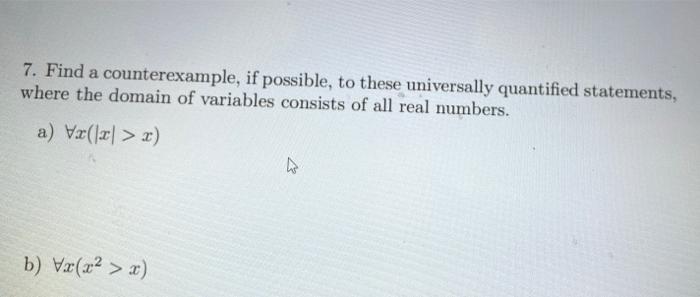 Solved 7. Find a counterexample, if possible, to these | Chegg.com