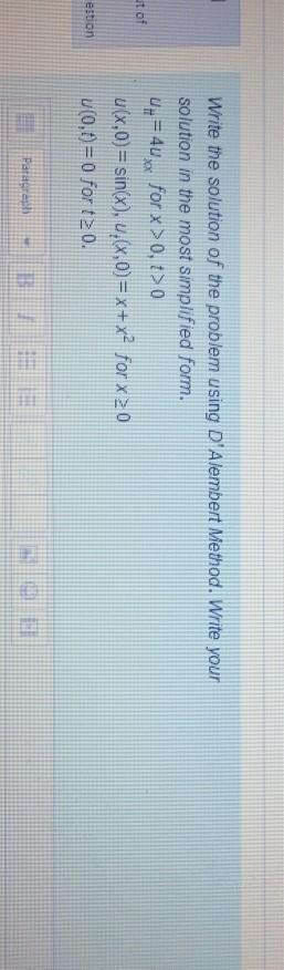 Solved Write the solution of the problem using D'Alembert | Chegg.com