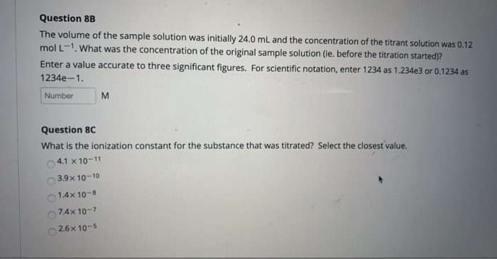 Solved Use this titration curve and data to answer the | Chegg.com