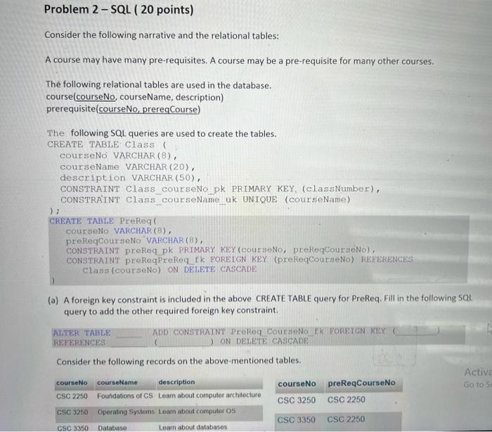 Solved Problem 2 - Conceptual & Logical Design- EER Diagram | Chegg.com