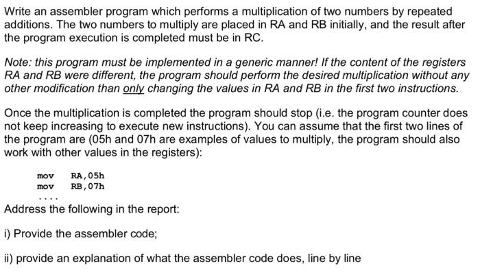 Solved Write An Assembler Program Which Performs A