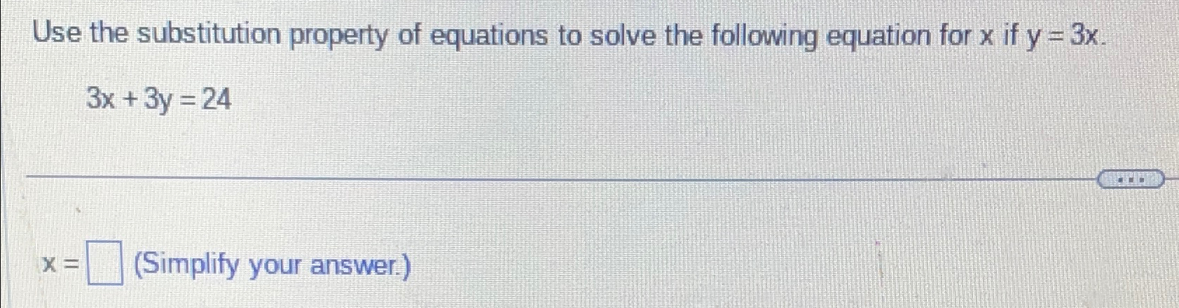 Solved Use the substitution property of equations to solve | Chegg.com