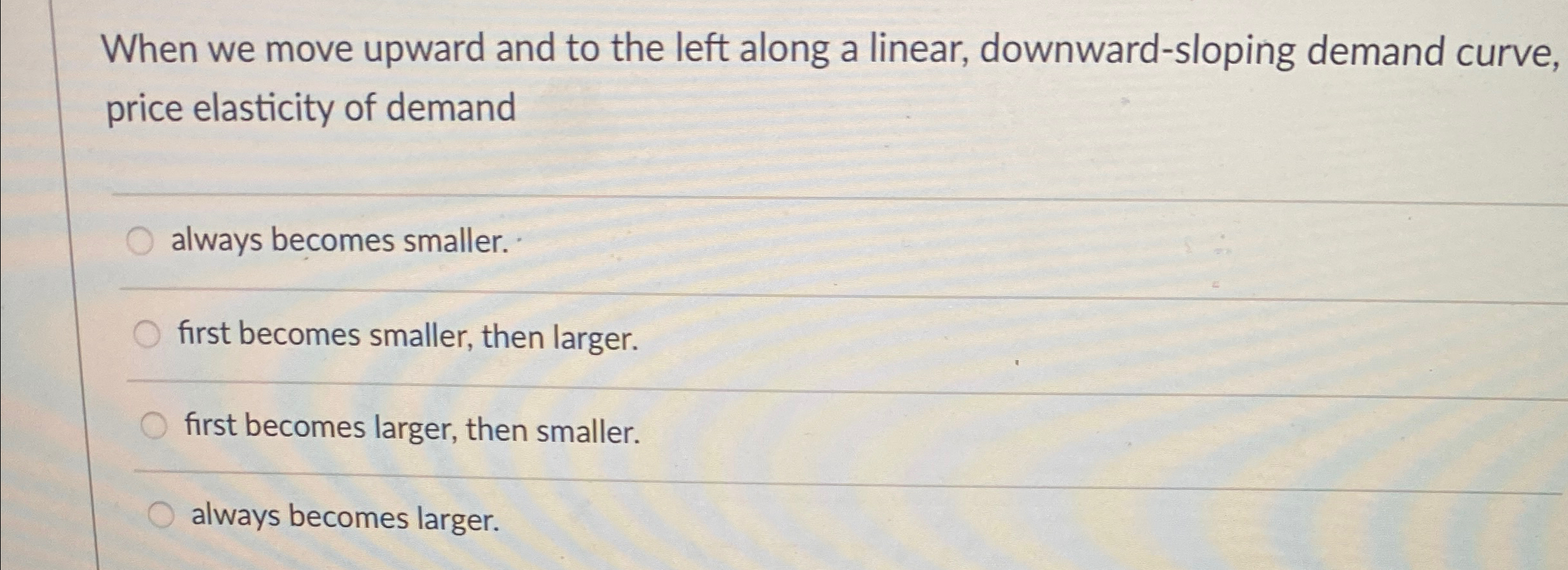 Solved When we move upward and to the left along a linear, | Chegg.com