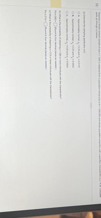 Solved parts (a) through (c) below (a) Describe the sampling | Chegg.com