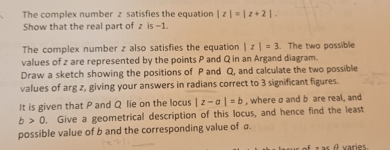 Solved The complex number z ﻿satisfies the equation | Chegg.com