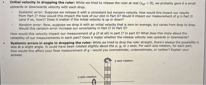 Solved Initial velocity in dropping the ruler: While we | Chegg.com
