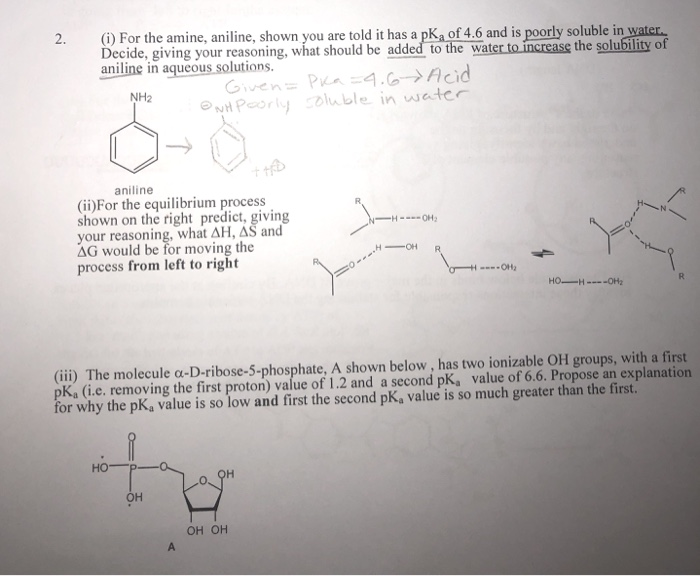 Solved (i) For the amine, aniline, shown you are told it has | Chegg.com