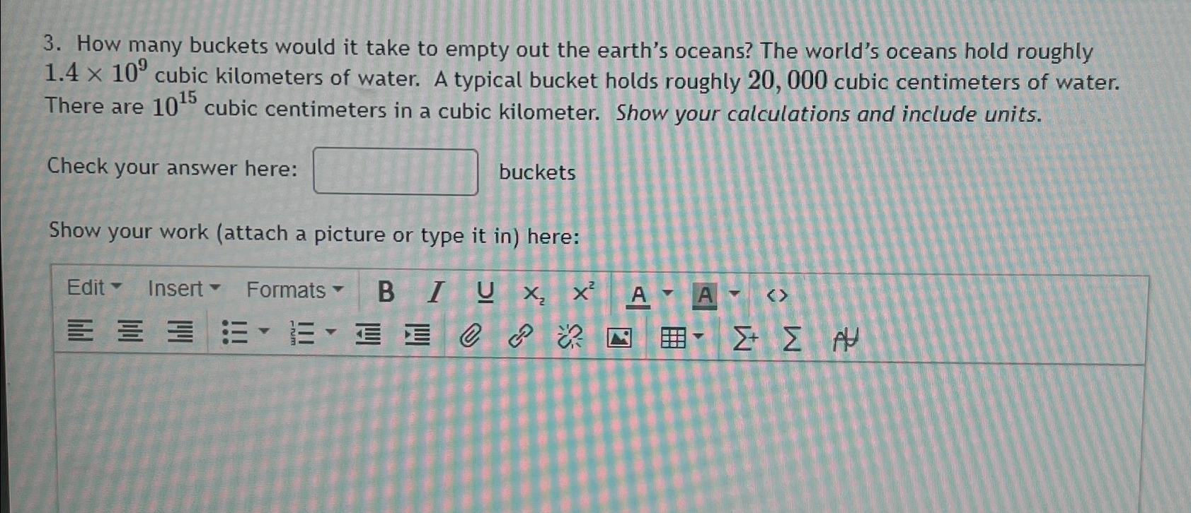 Solved How many buckets would it take to empty out the | Chegg.com