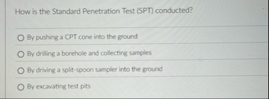 Solved How is the Standard Penetration Test (SPT) | Chegg.com