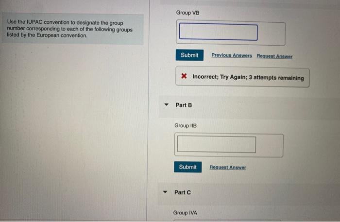 Solved Group VB Use the IUPAC convention to designate the | Chegg.com