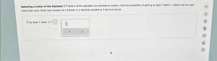 Solved Selecting a Letter of the Alphabet if 5 letters of | Chegg.com