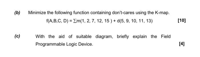 Solved (b) Minimize the following function containing don't | Chegg.com