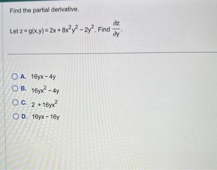 Solved Find the partial derivative. Let | Chegg.com