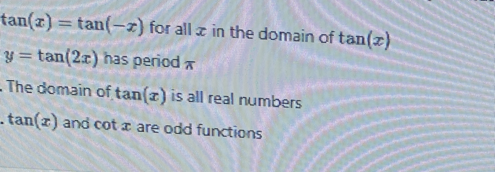 Solved tan(x)=tan(-x) ﻿for all x ﻿in the domain of | Chegg.com