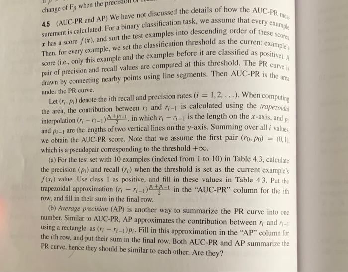 Solved surement is calculated. For a binary classification | Chegg.com